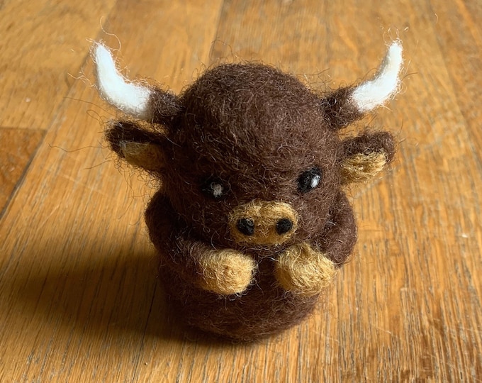 Needle Felted Bull - Wooly the Bull - Wool City Felts Mascot - Wool ...