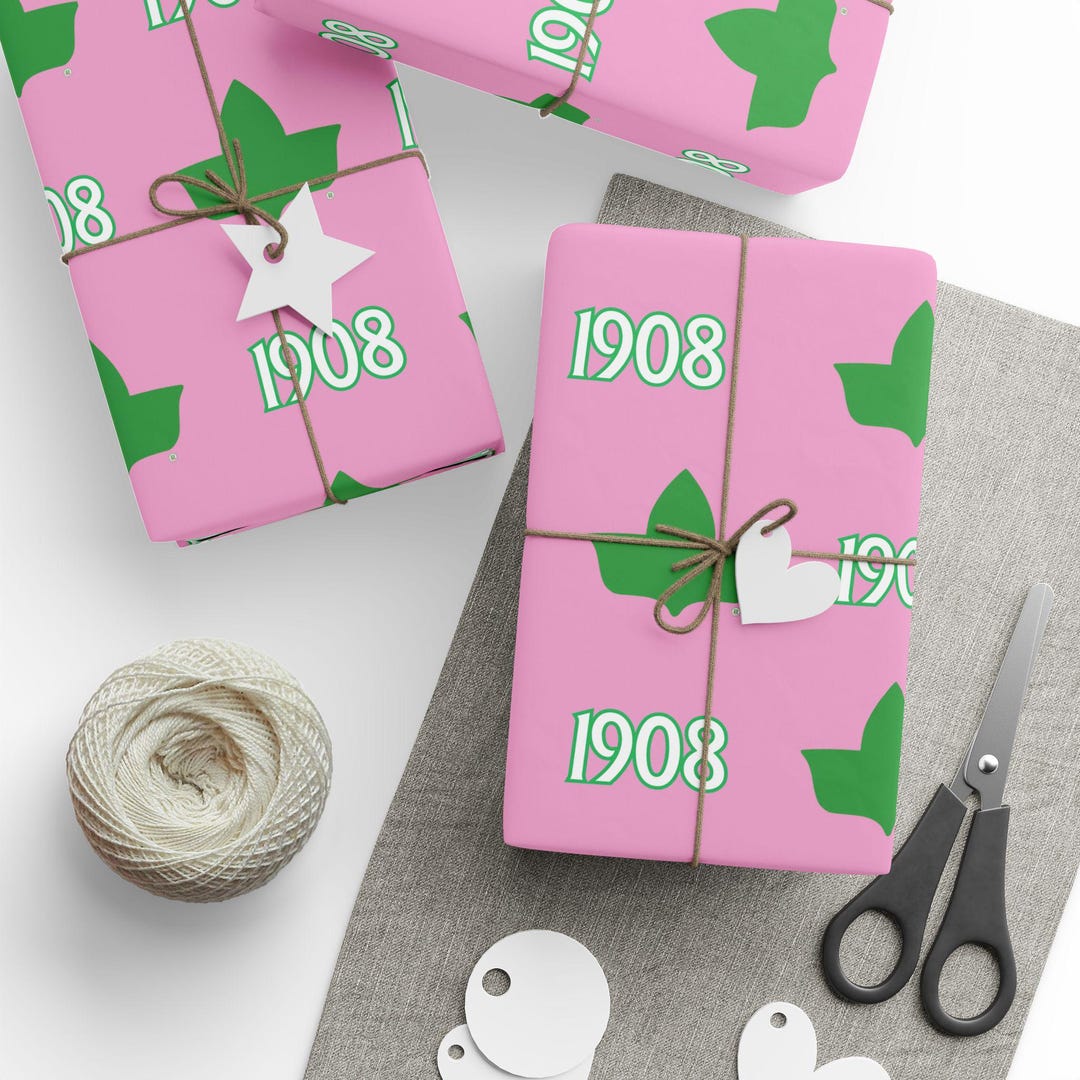 Sorority Wrapping Paper, AKA Pink and Green Gift Wrap, Greek Life ...