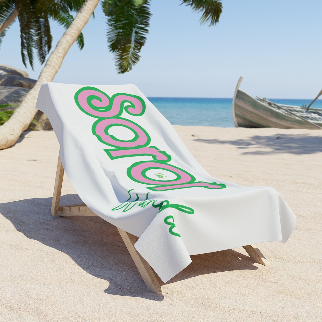 Alpha Kappa Alpha Beach Towel, Personalized Beach Towel, Custom Name ...