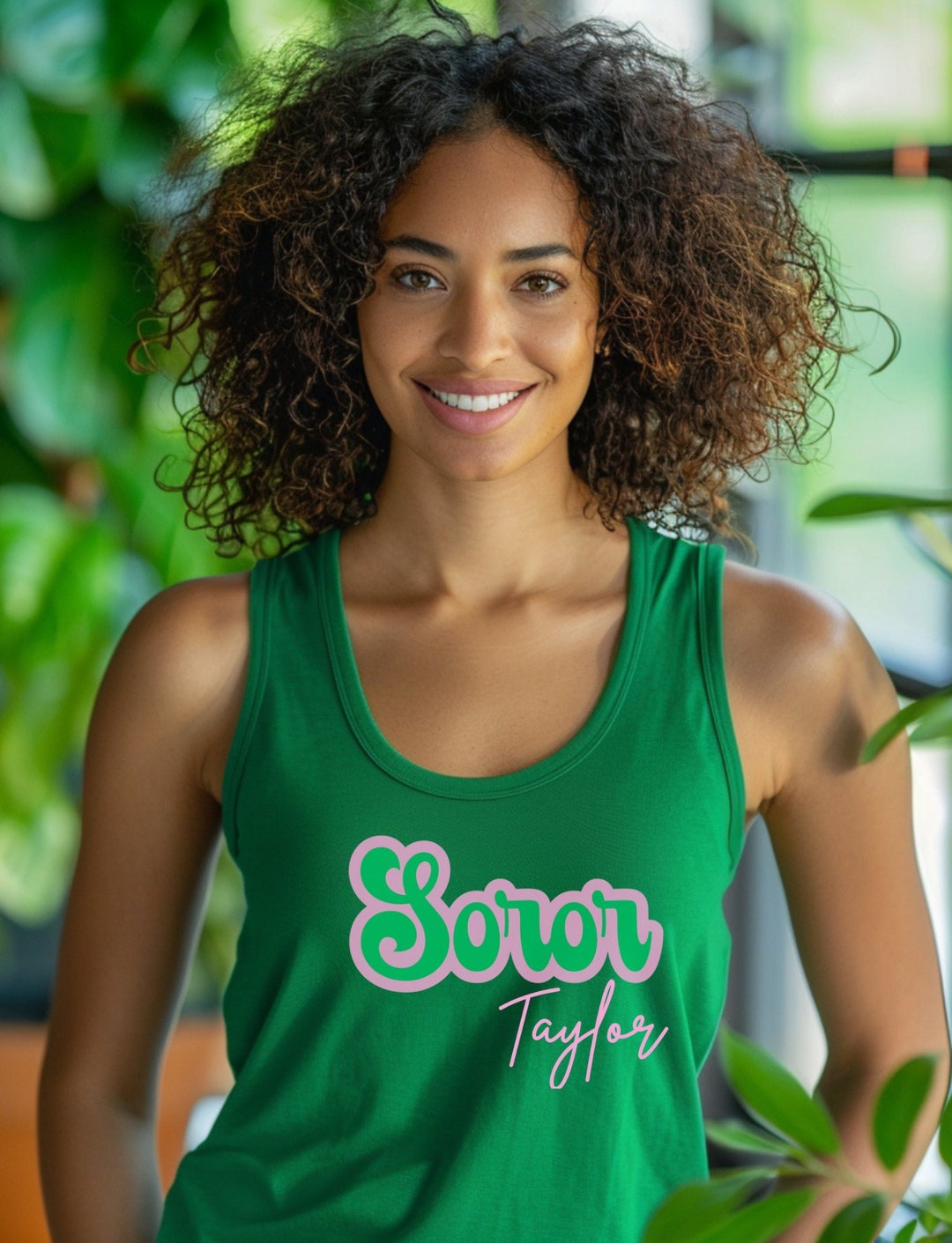 Personalized Alpha Kappa Alpha Tank Top, AKA Soror Tank, Pink and Green ...