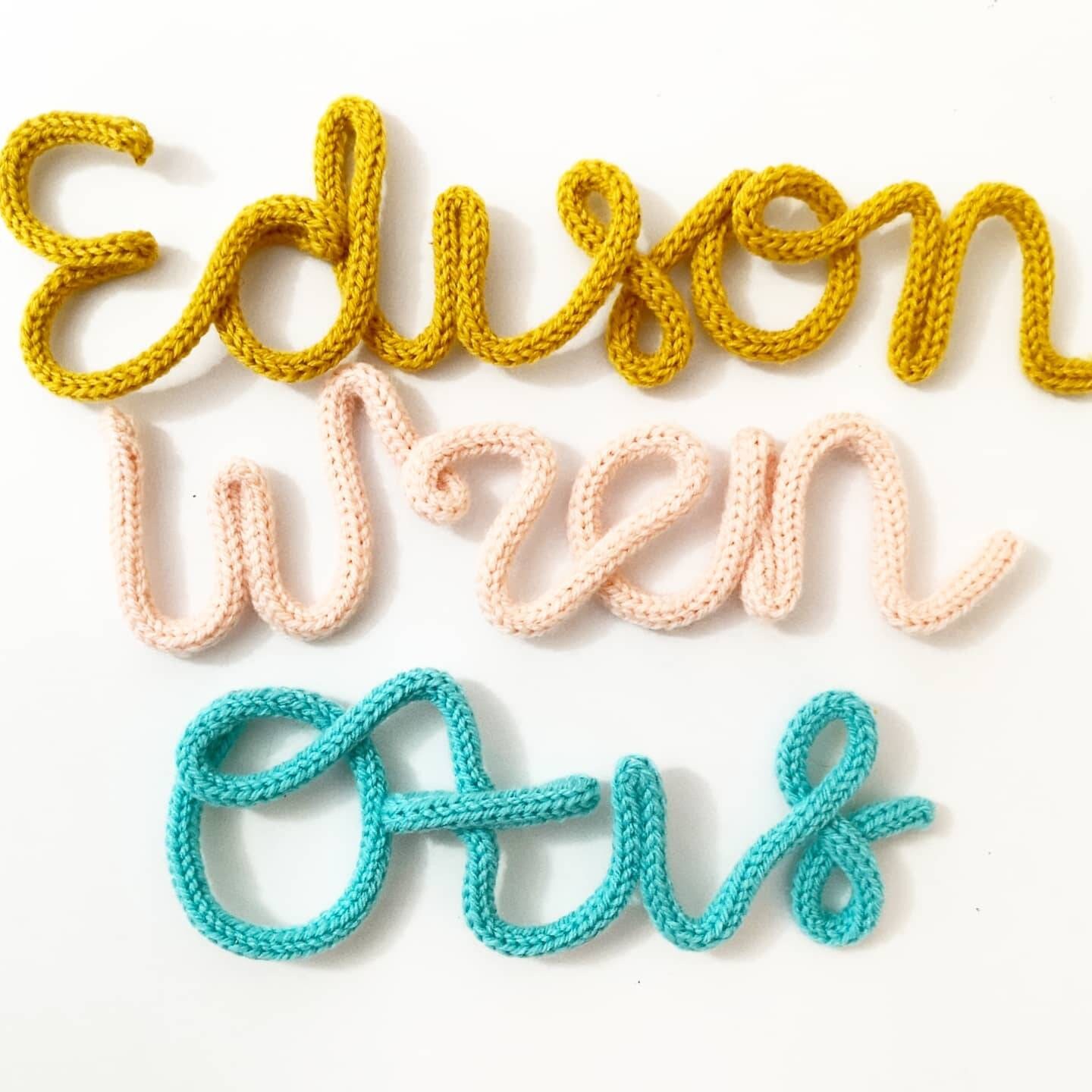 Knitted Names and Words Wool Wire Words Personalised Wall | Etsy UK