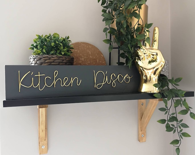 Kitchen Disco Sign Rustic Wooden Kitchen Wall Decoration Plaque Wire ...
