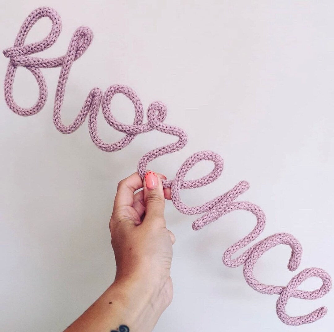 Knitted Names and Words Wool Wire Words Personalised Wall Decor Signs ...