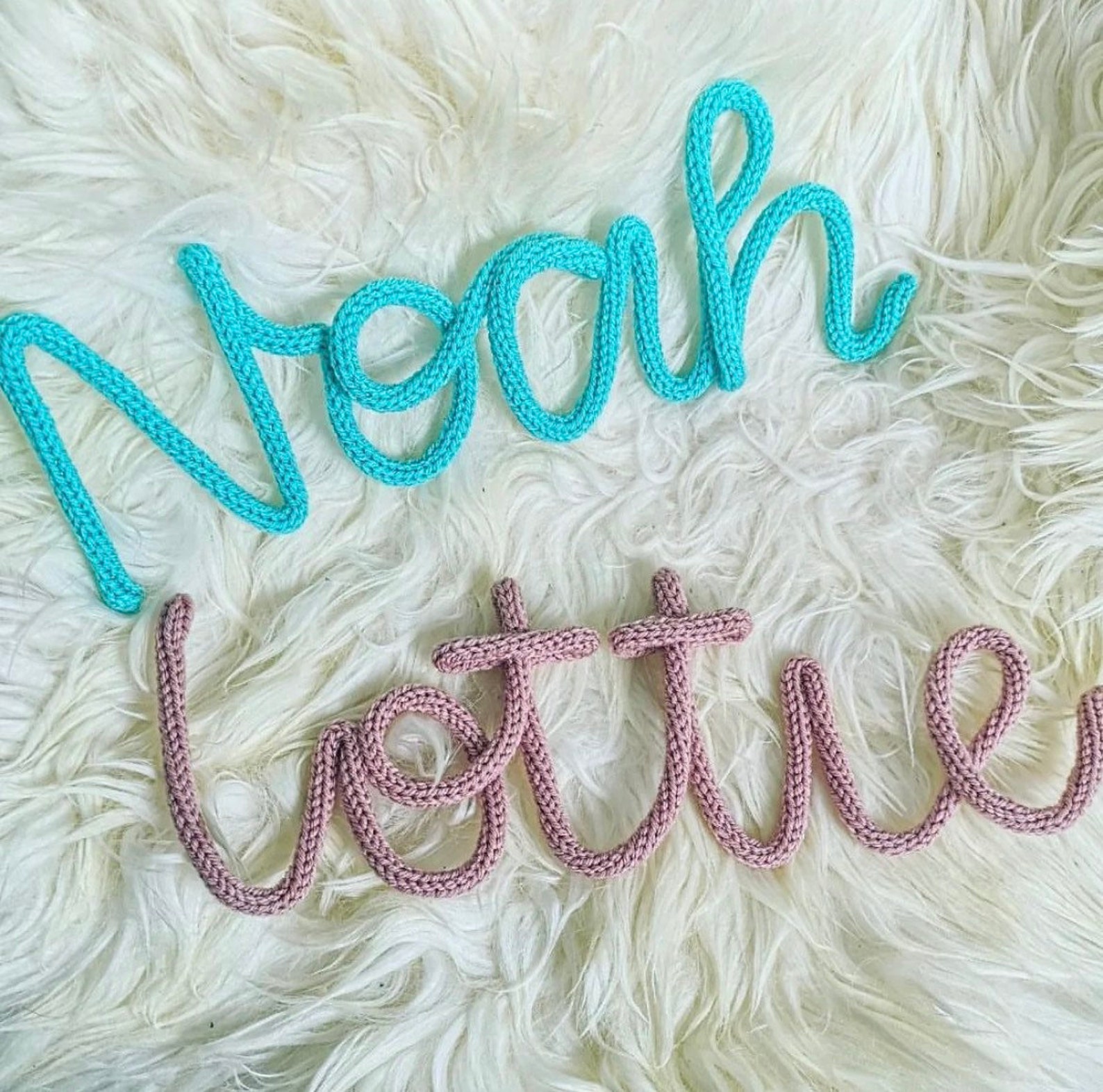 Knitted Names and Words Wool Wire Words Personalised Wall Decor Signs ...