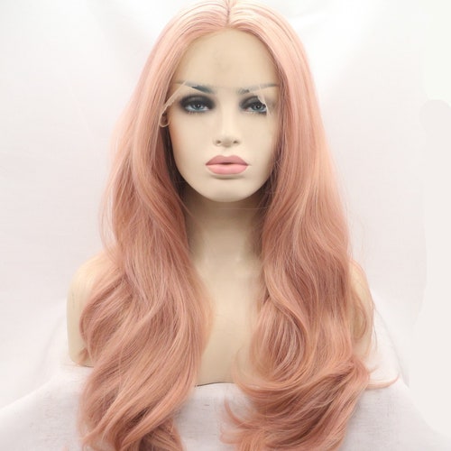 Pink Curly Lace Front Wig Middle Part - Etsy