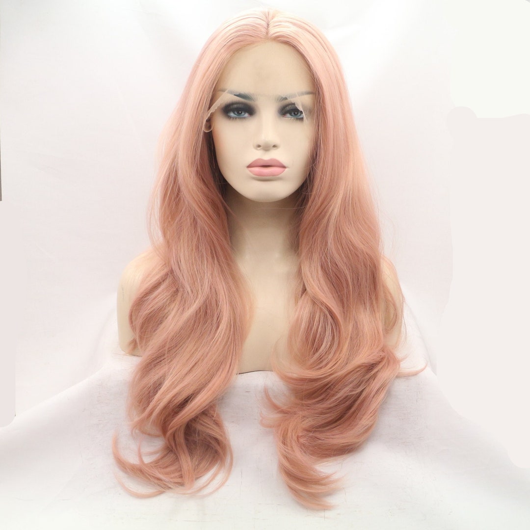 Pink Curly Lace Front Wig Middle Part - Etsy