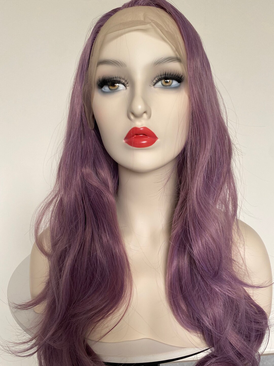 Free Part HD Lace Front Wig Purple Light Violet Long Wavy Wig Women's ...