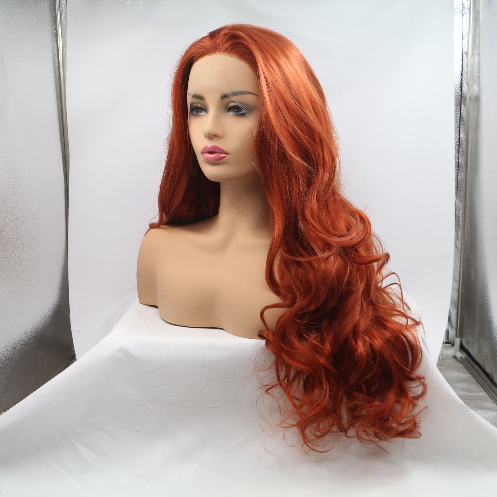 Ginger Lace Front Wigcopper Red Long Wavy Halloween - Etsy