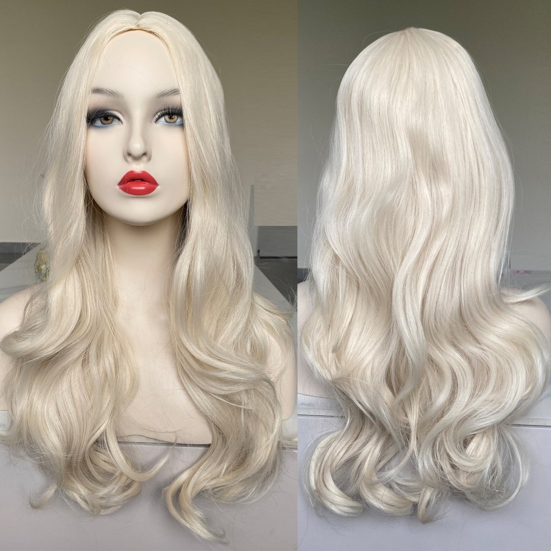 Platinum Blonde Wig Hair Synthetic Wig Blonde Long Wavy Wigs - Etsy