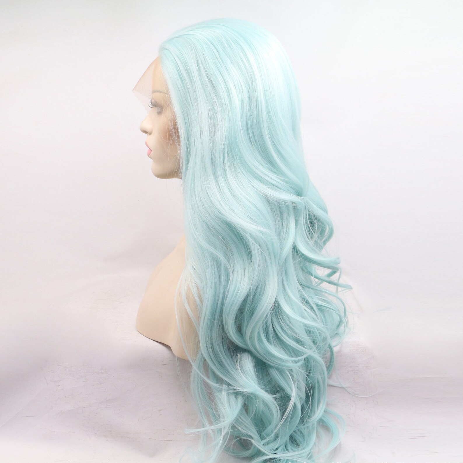 Blue Long Wavy Cosplay Lace Front Wighalloween Wig - Etsy