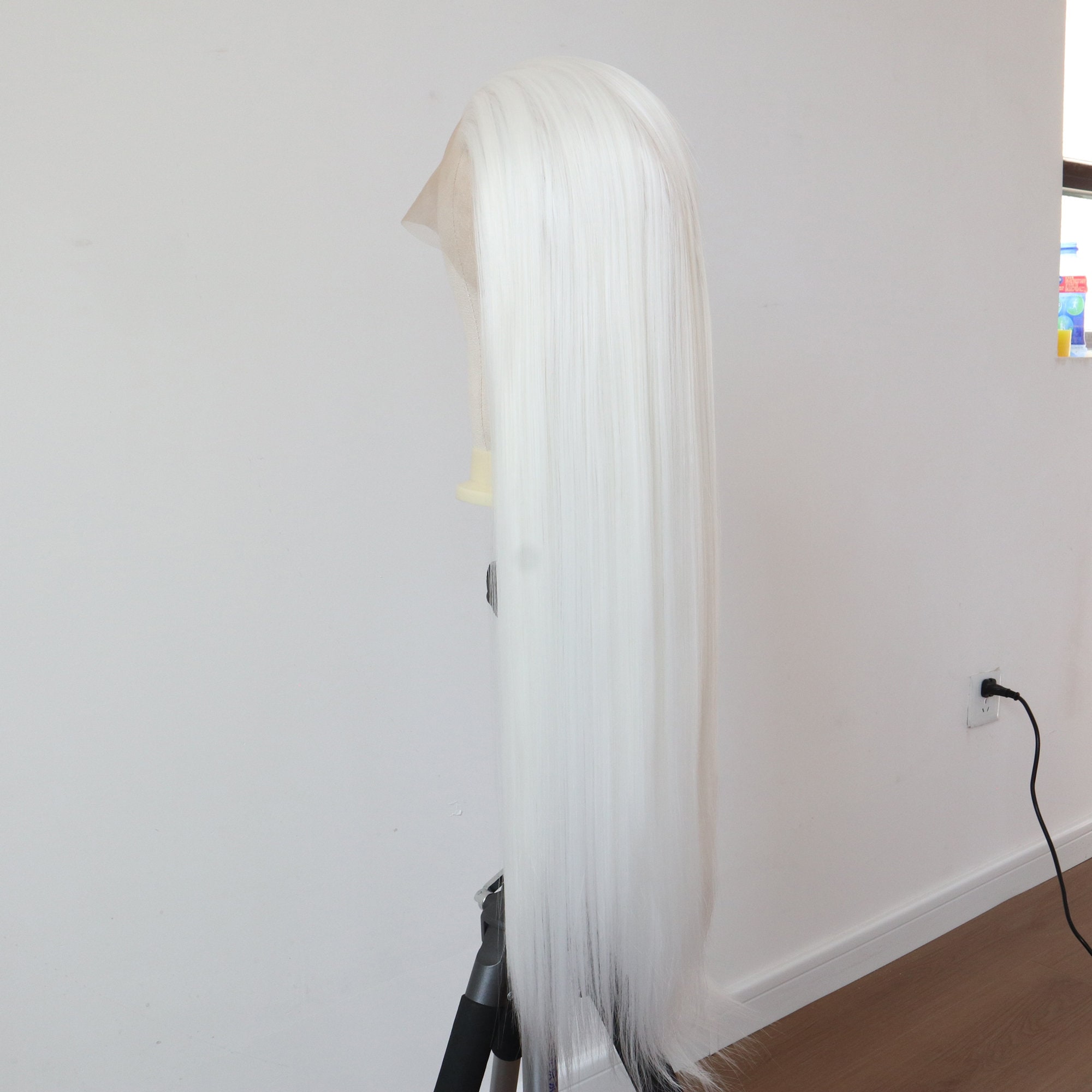 Long Straight White Blonde Lace Front Wig With Middle Part - Etsy