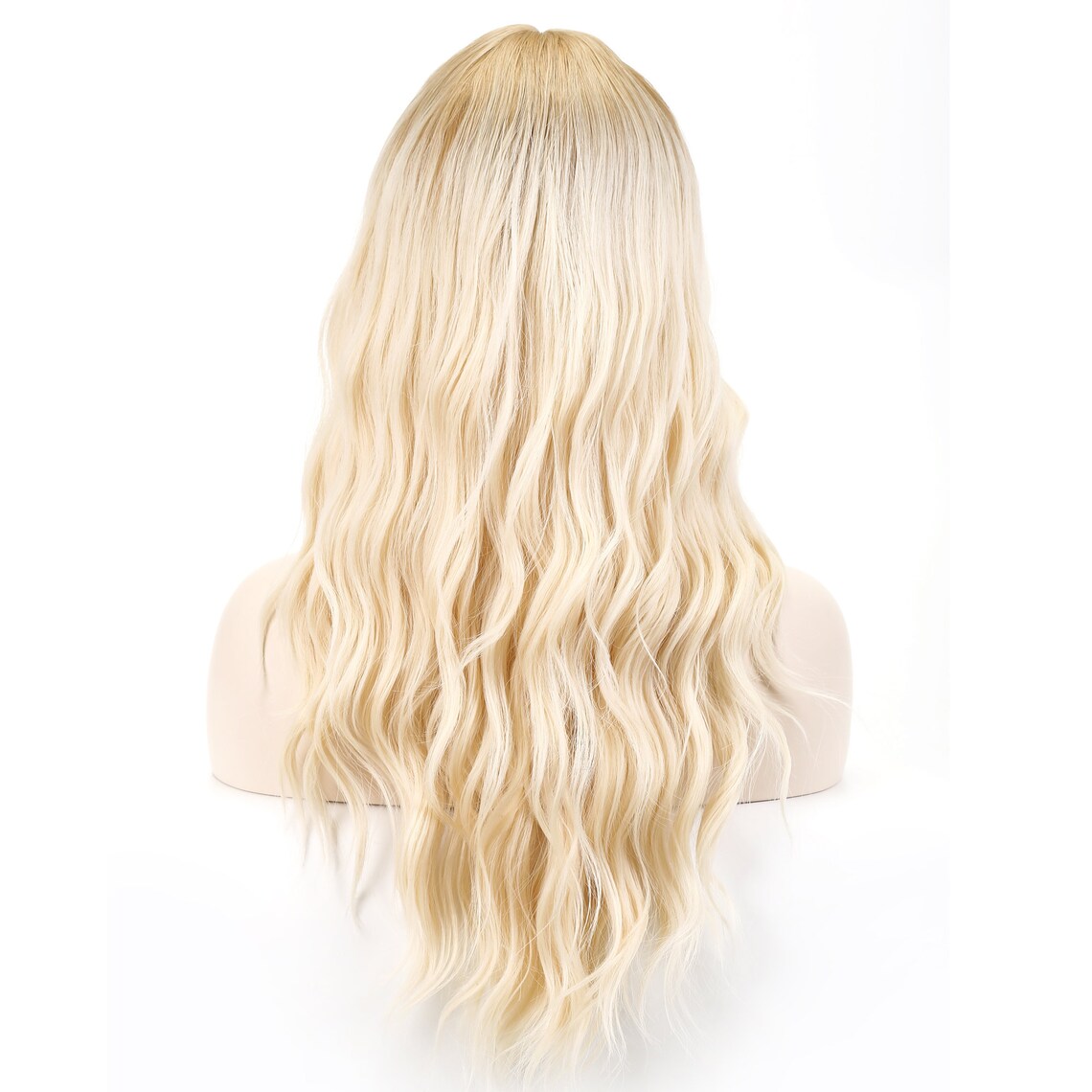 Long Loose Wave Platinum Blonde Wig With Neat Bangs Synthetic - Etsy