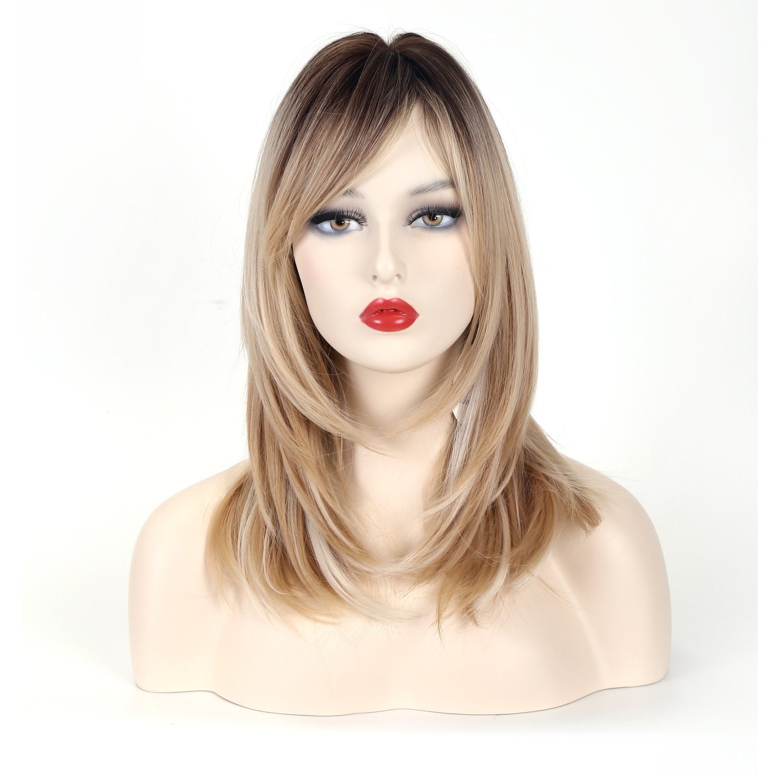 Ombre Blonde Natural Wig With Bangs for Daily Usemodern Wig - Etsy
