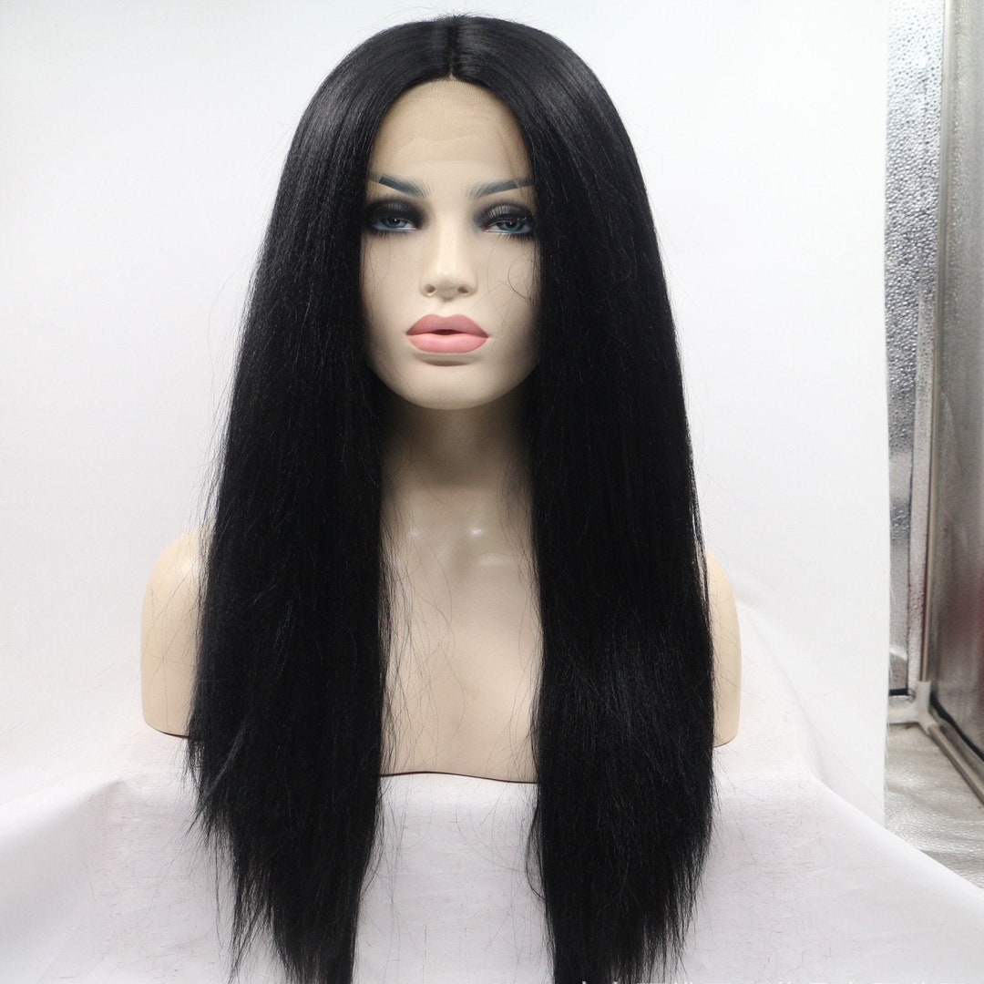 Long Black Natural Lace Front Wig - Etsy