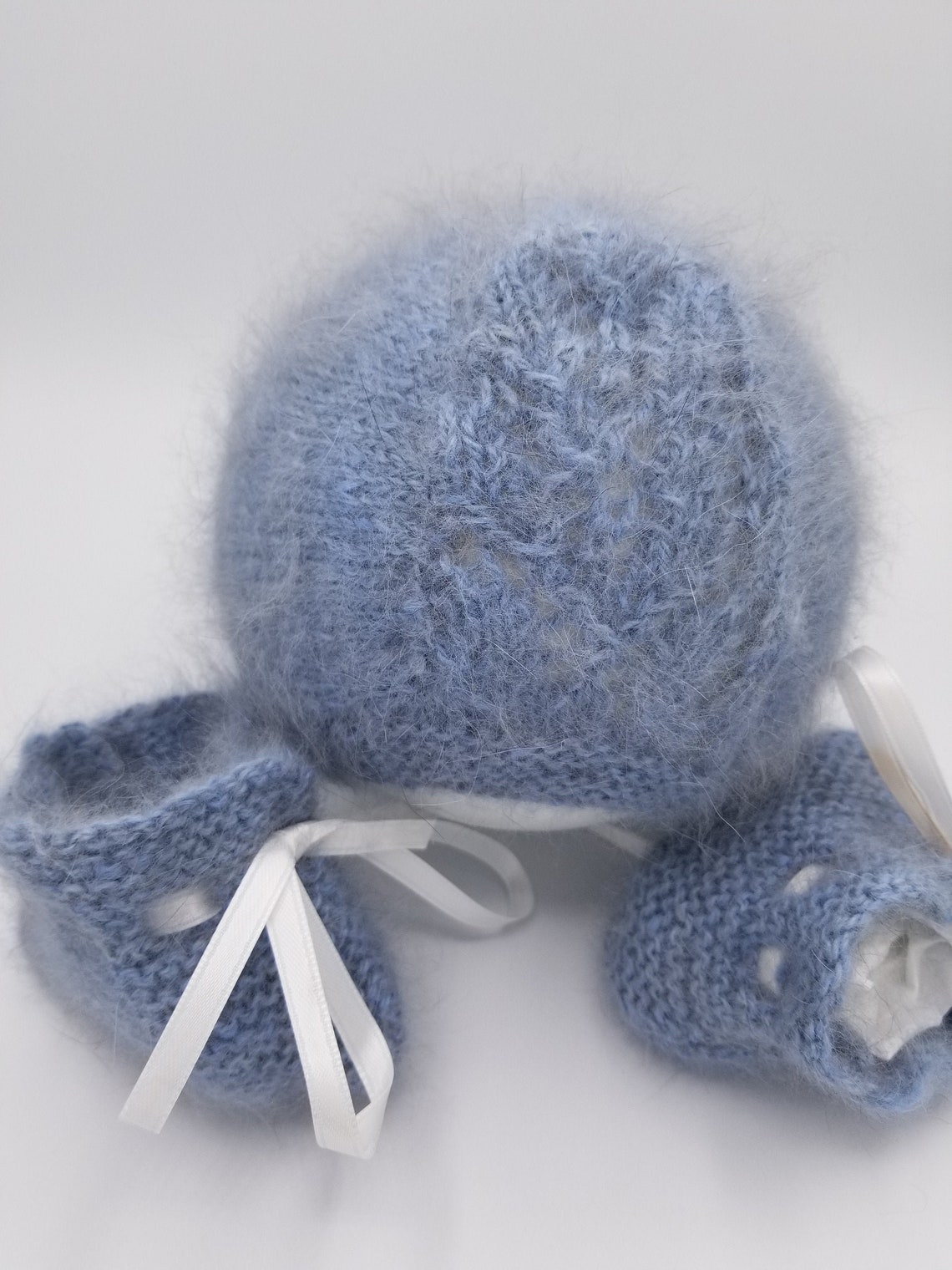 Angora Baby Booties and Bonnet - Etsy