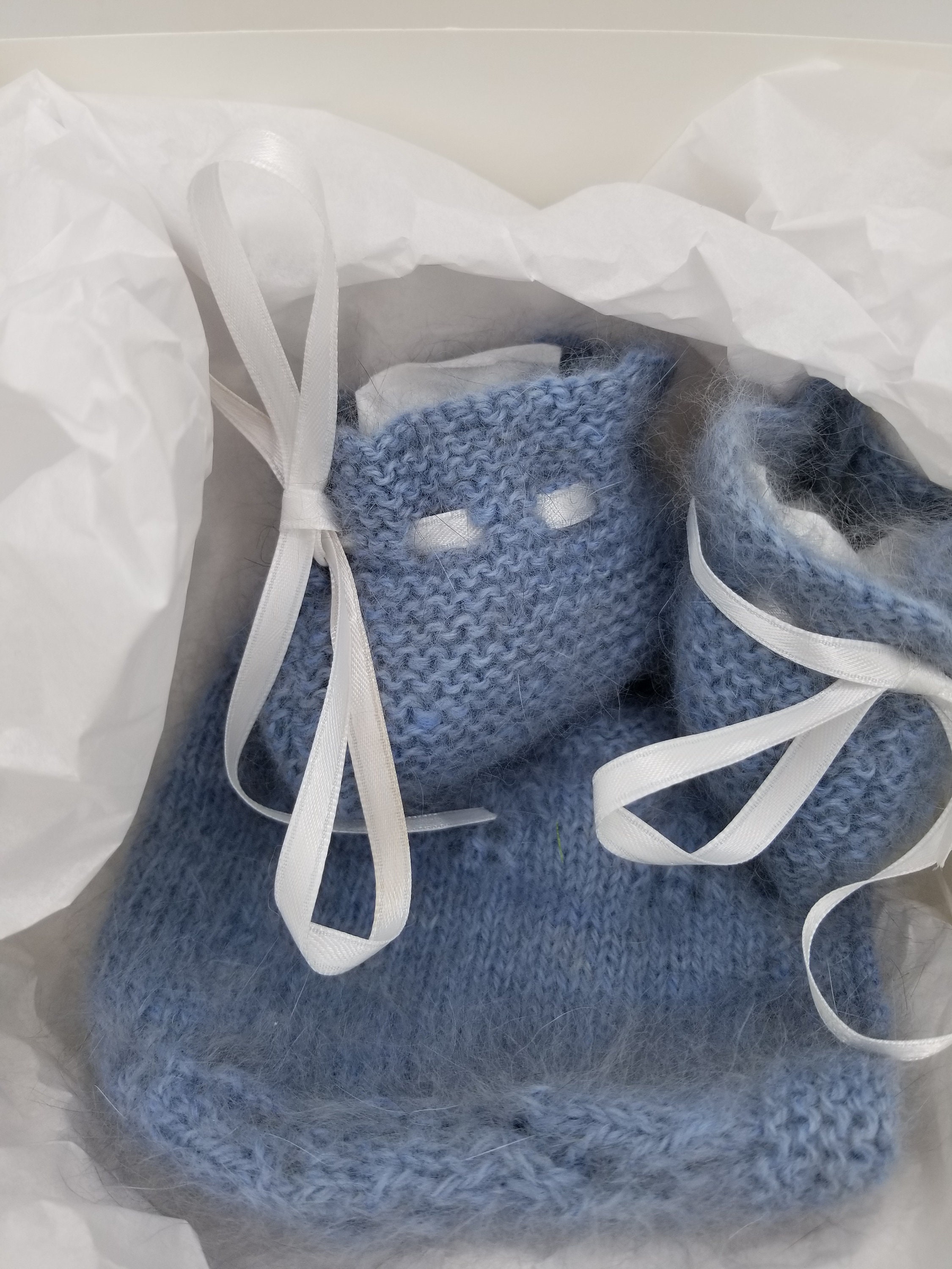 Angora Baby Booties and Bonnet - Etsy