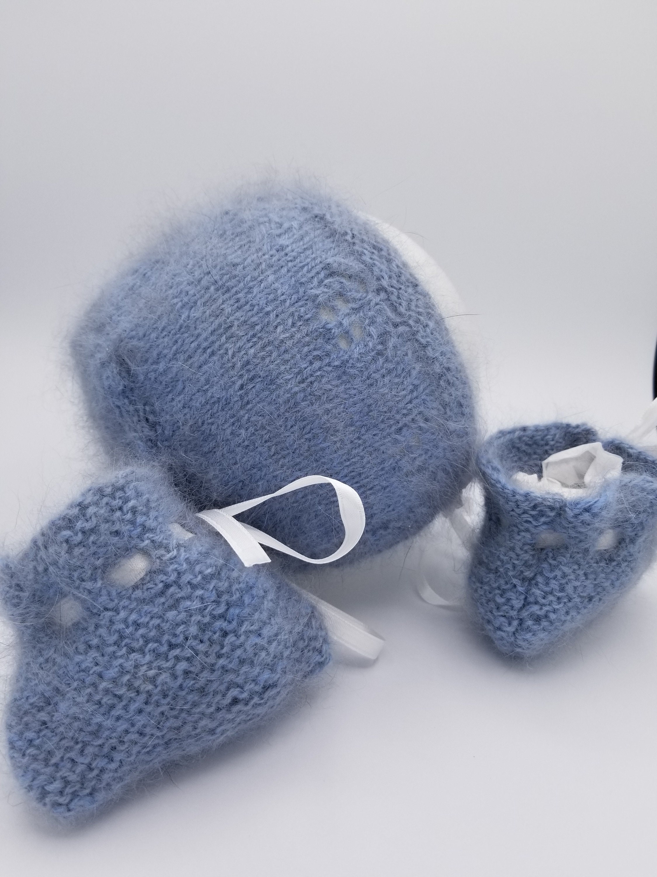 Angora Baby Booties and Bonnet - Etsy
