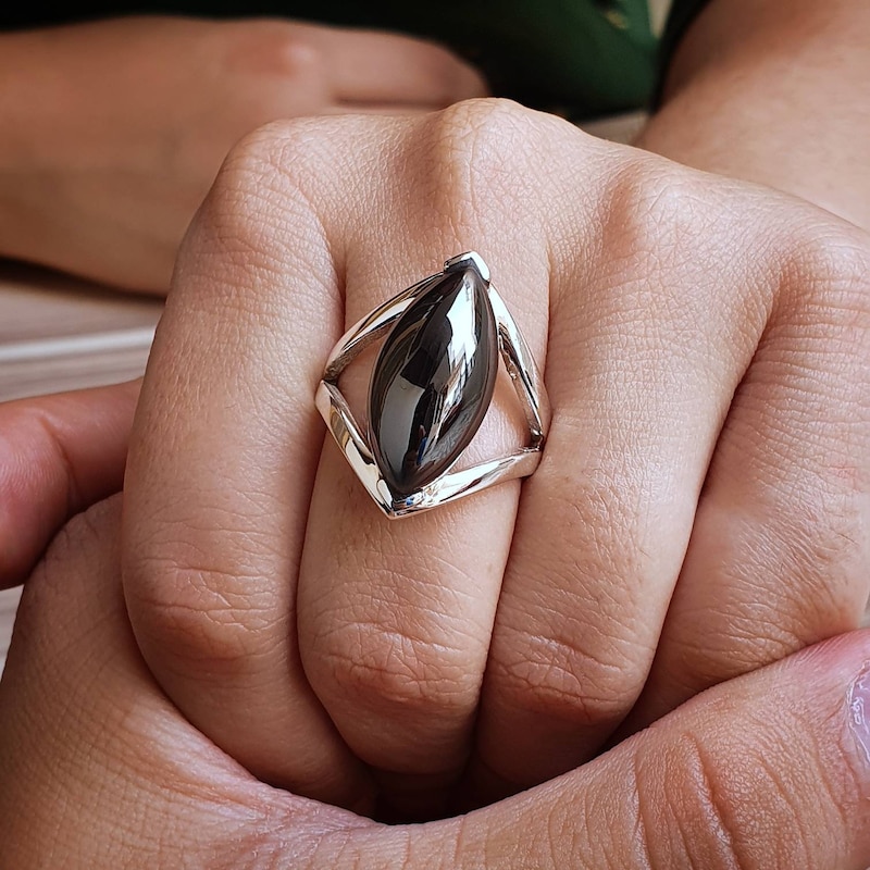 Hematite Ring - Etsy