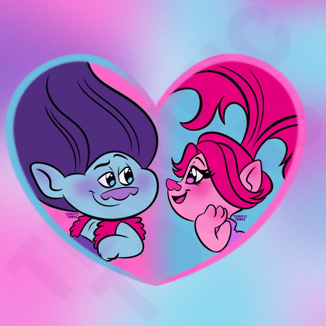 KEYCHAIN | Trolls Band Together | Heart Broppy | 7cm, Clear Acrylic ...