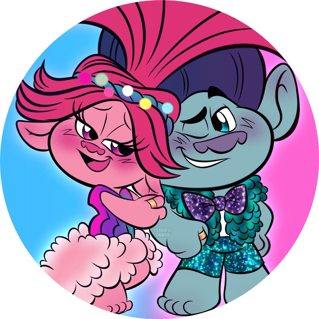 PIN | Trolls Band Together | Married Poppy & Branch | 5.7cm, Button ...