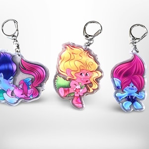 KEYCHAIN | Trolls Band Together | Kismet Branch | 7cm, Clear Acrylic ...