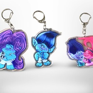 KEYCHAIN | Trolls Band Together | Poppy & Branch | 7cm, Clear Acrylic ...