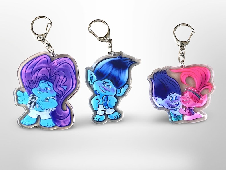 KEYCHAIN | Trolls Band Together | Baby Branch | 7cm, Clear Acrylic ...