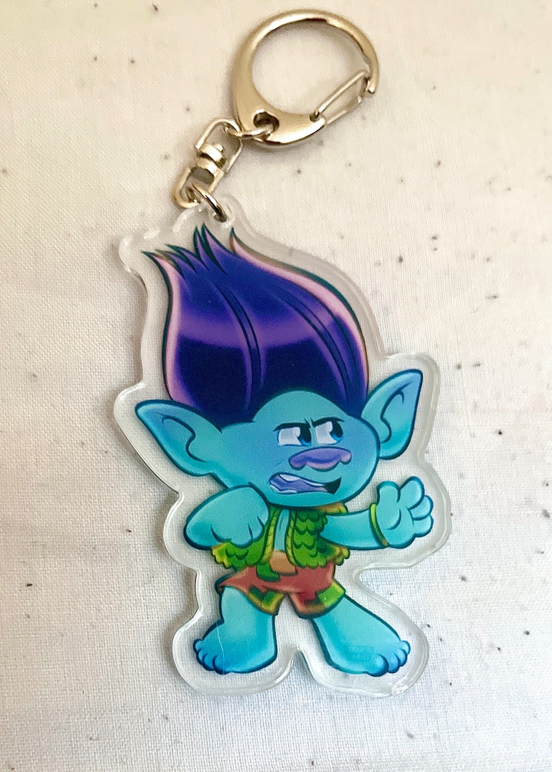 KEYCHAIN | Trolls | Classic Branch | 7cm, Clear Acrylic Charm, Double ...