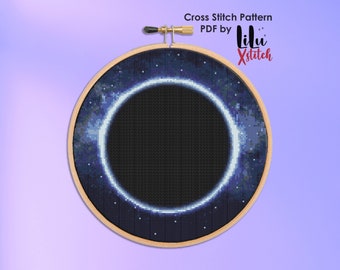 Solar Eclipse Cross Stitch Pattern, Moon and Sun Geek Counted Cross ...