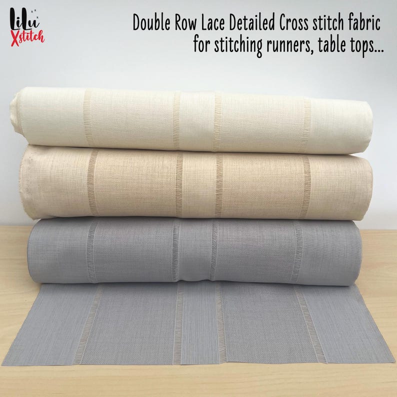 Cross Stitch Runner Fabric, 16ct Embroidery Tablecloth With Linen Look ...