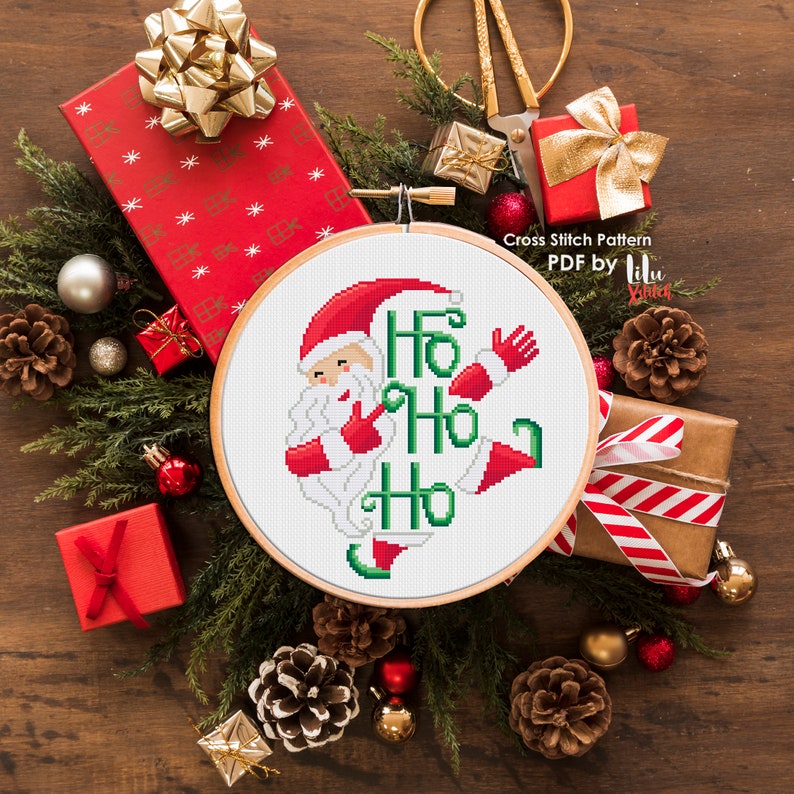 Cross Stitch Pattern Ho Ho Ho. Christmas Festive Pattern of - Etsy