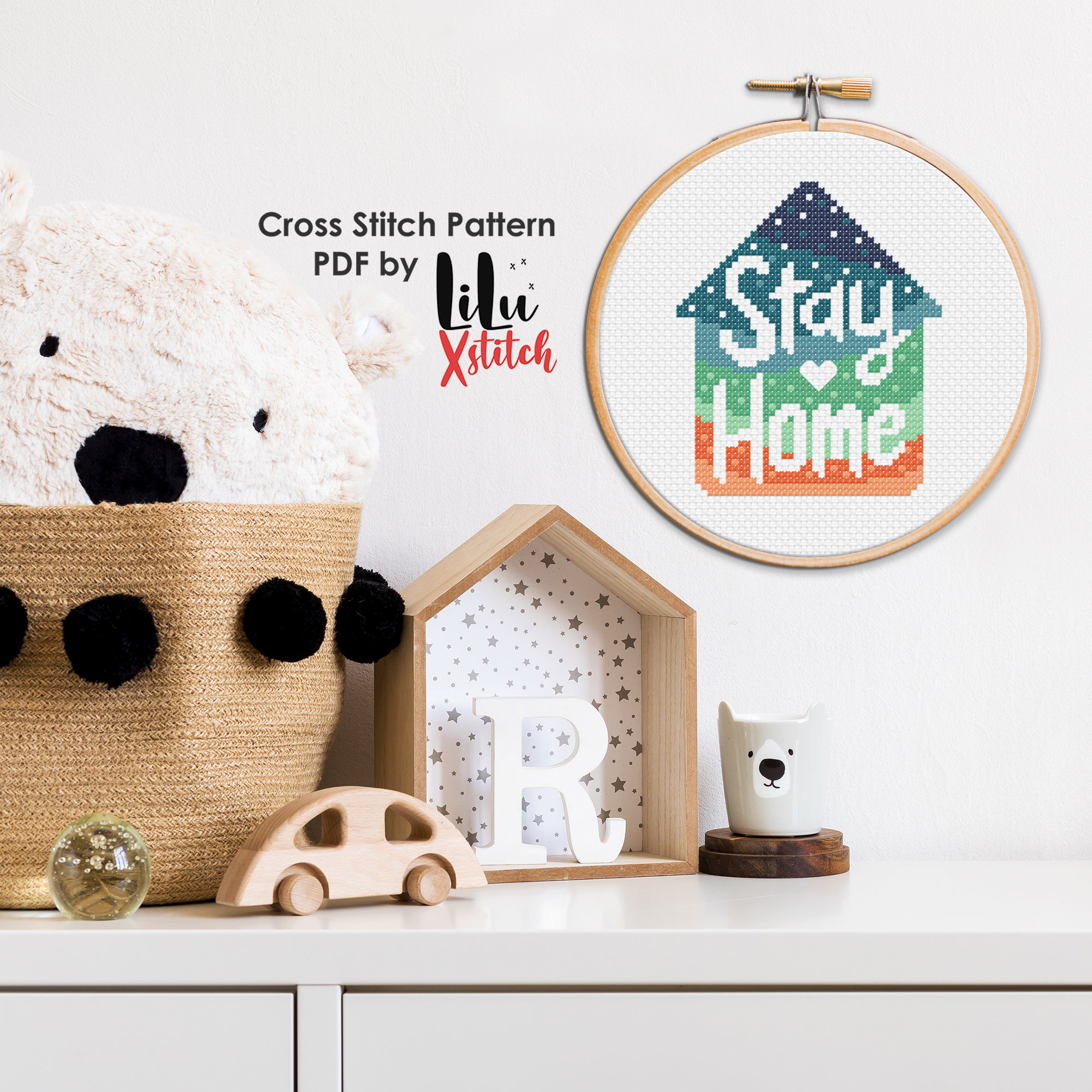 Stay Home Cross Stitch Pattern, Easy Quarantine Craft (PDF Pattern) - Etsy