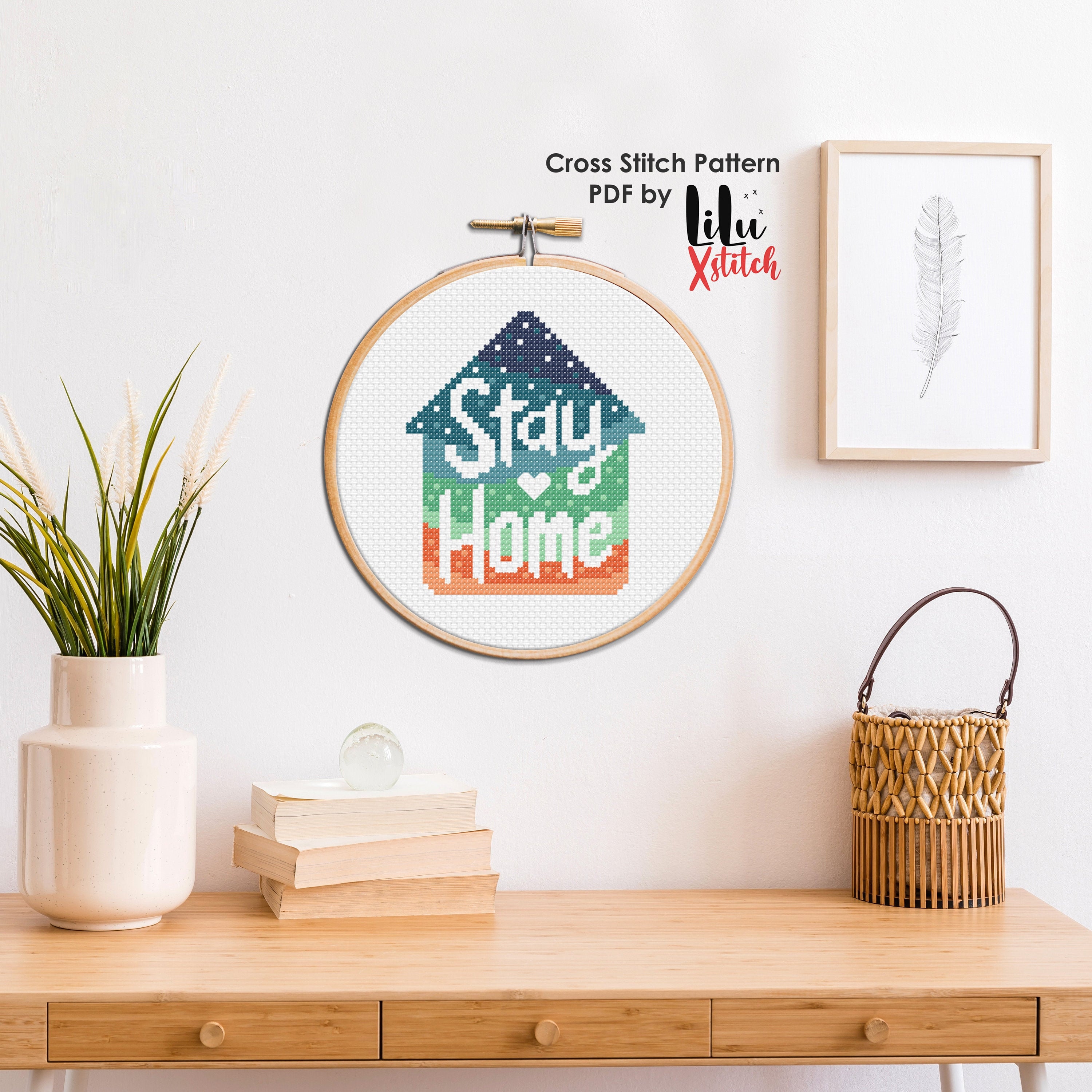 Stay Home Cross Stitch Pattern, Easy Quarantine Craft (PDF Pattern) - Etsy
