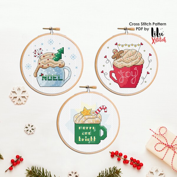 Christmas Mugs Cross Stitch - Etsy