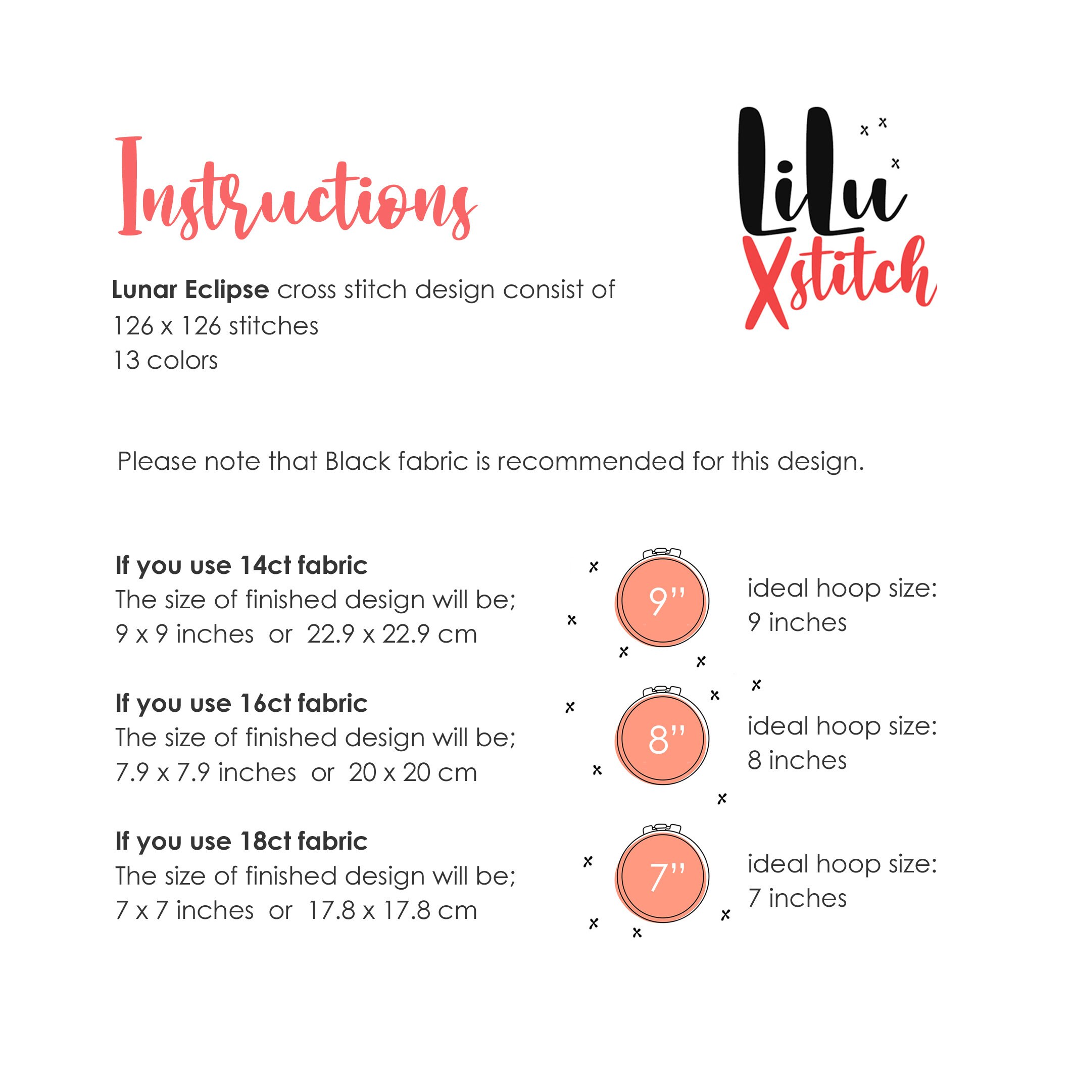 Lunar Eclipse Cross Stitch Pattern Moon and Sun Geek Counted - Etsy