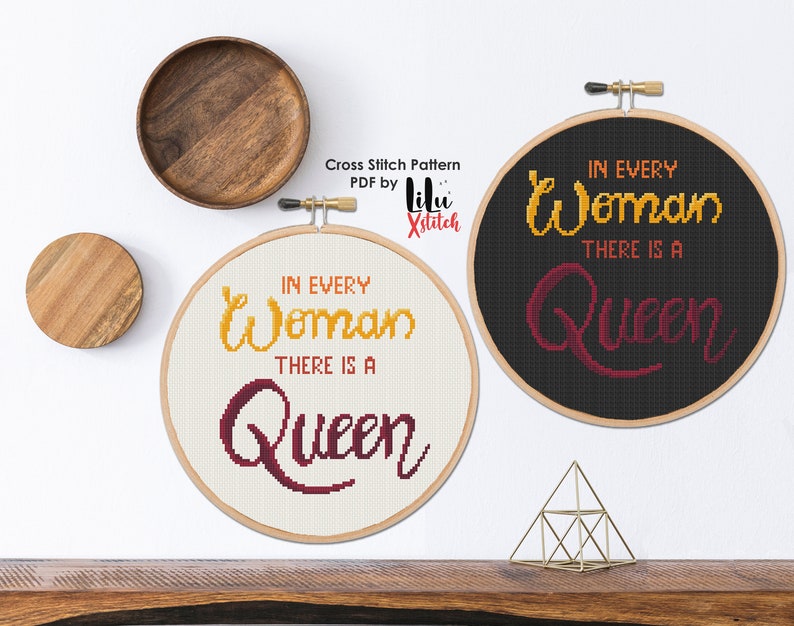 Queen Cross Stitch Pattern Motivational hand lettering counted | Etsy