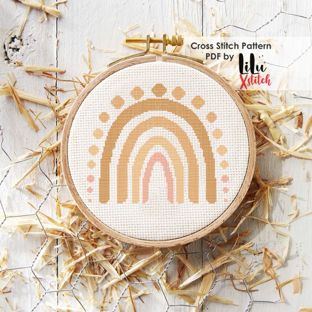 Bohemian Rainbow Cross Stitch Pattern. Modern Embroidery Cross-stitch ...