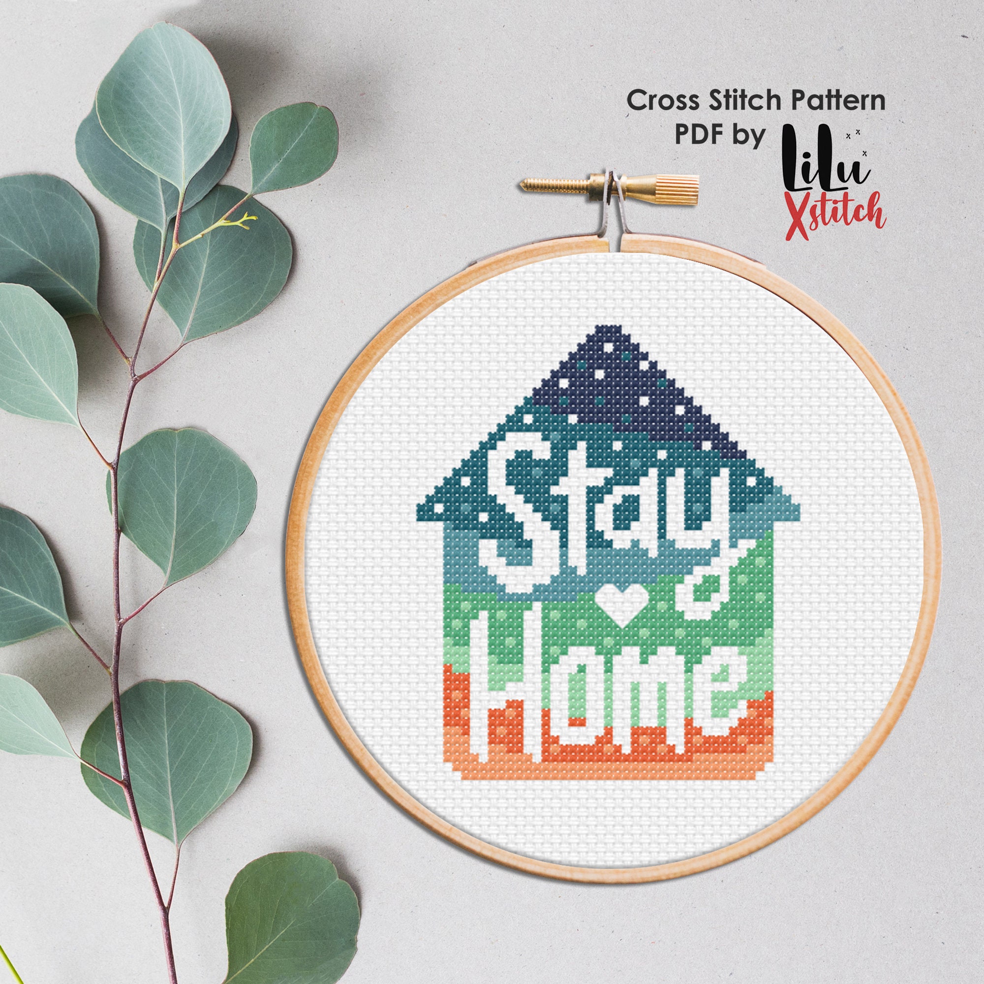 Stay Home Cross Stitch Pattern, Easy Quarantine Craft (PDF Pattern) - Etsy