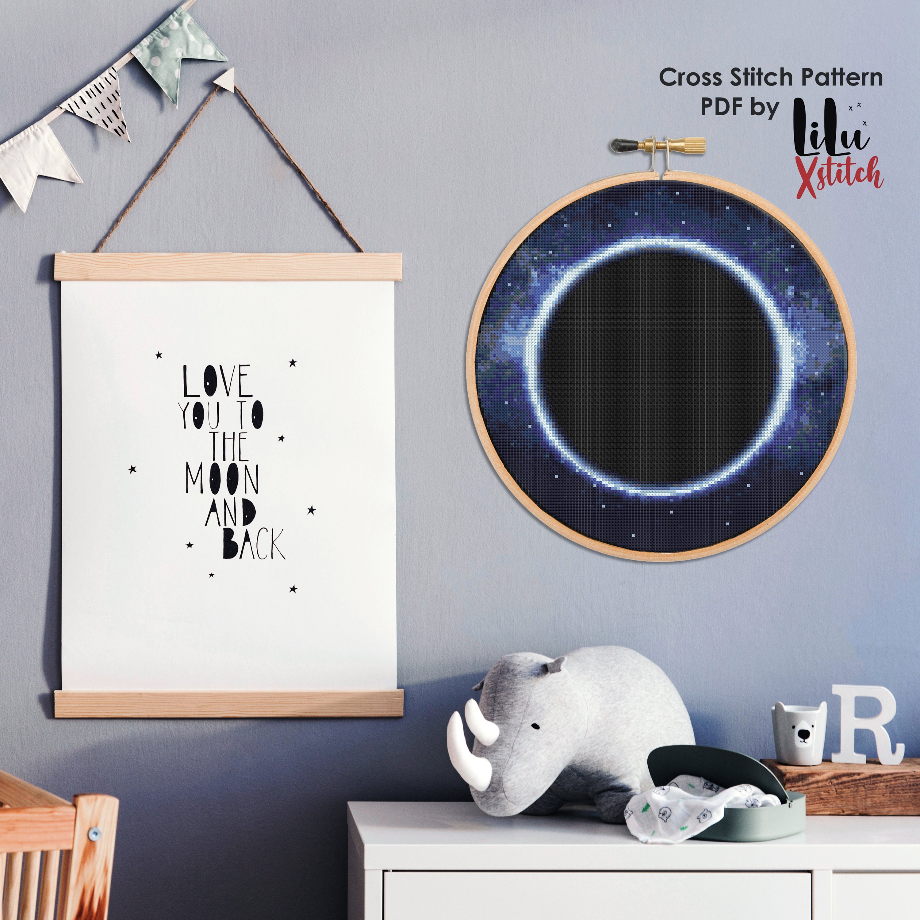 Lunar Eclipse Cross Stitch Pattern Moon and Sun Geek Counted - Etsy