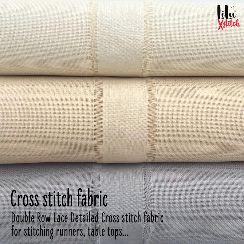 Cross Stitch Runner Fabric, 16ct Embroidery Tablecloth With Linen Look ...