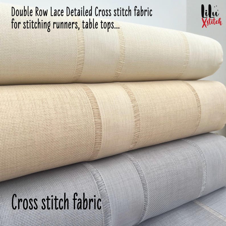 Cross Stitch Runner Fabric, 16ct Embroidery Tablecloth With Linen Look ...