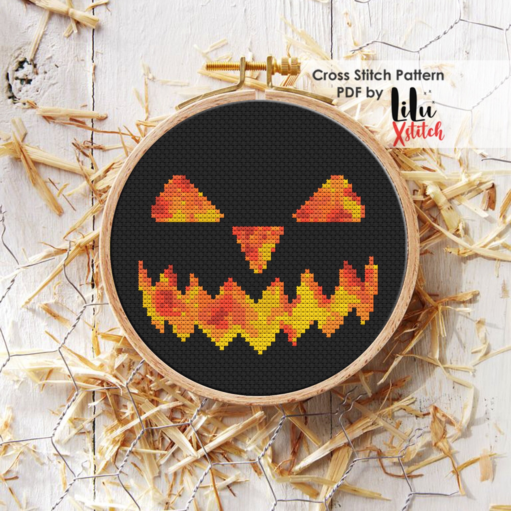 Halloween Cross Stitch Pattern Set of 3 Halloween Pumpkin Cross Stitch ...