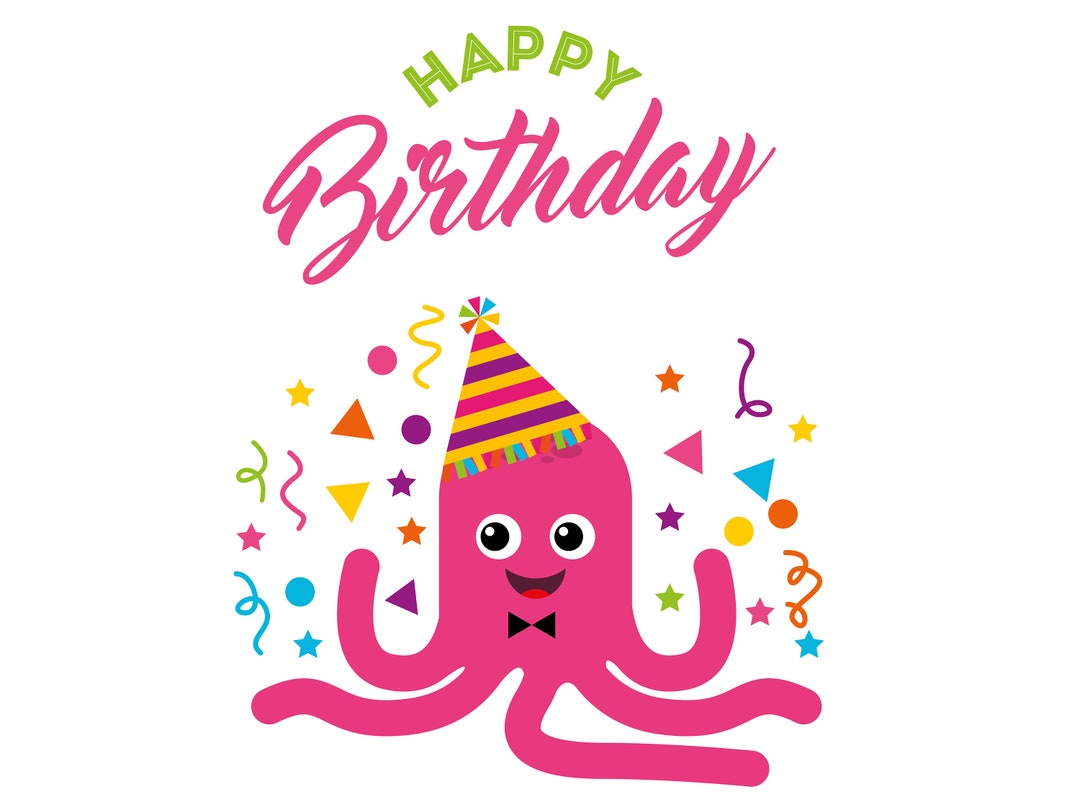 Octopus Happy Birthday 24x18 DOUBLE SIDED Yard Sign "birthday 285" - Etsy