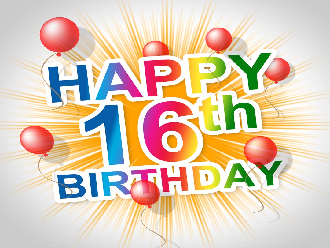 16th Happy Birthday / Celebration 24x18 DOUBLE SIDED Yard Sign ...