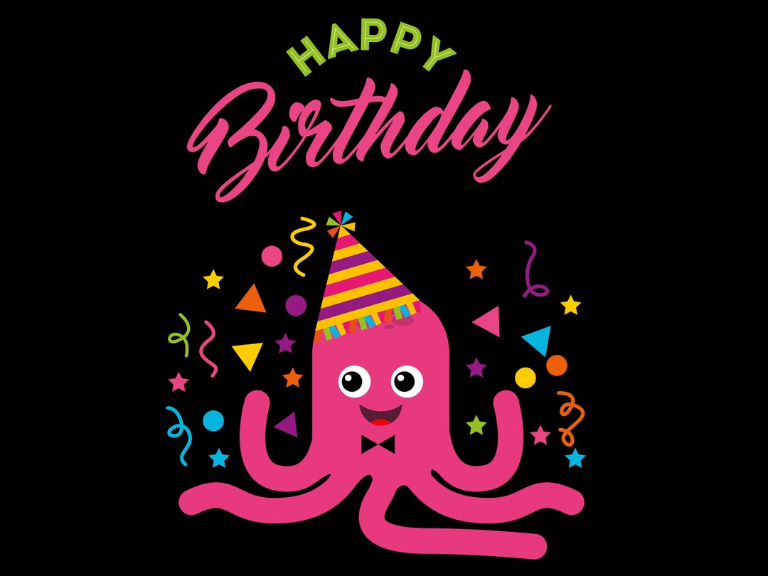 Octopus Happy Birthday 24x18 DOUBLE SIDED Yard Sign "birthday 286" - Etsy