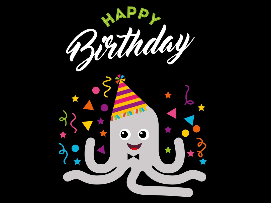 Octopus Happy Birthday 24x18 DOUBLE SIDED Yard Sign "birthday 288" - Etsy