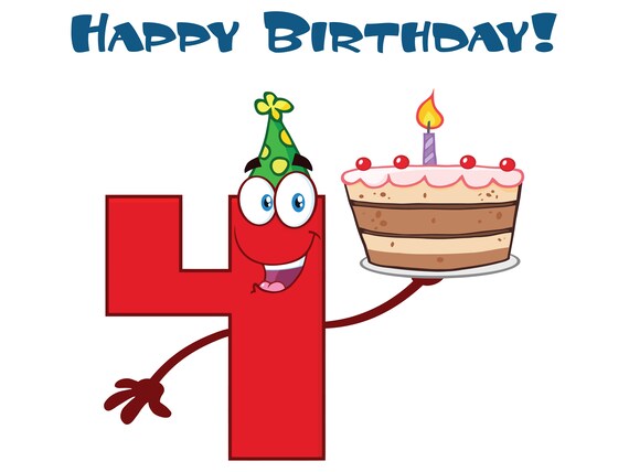 Happy 4th Birthday / Celebration 24x18 DOUBLE SIDED Yard Sign | Etsy