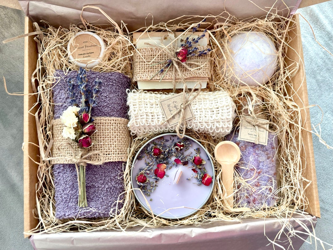 Lavender Super Pamper Bath Set-handmade Soap Bar,bath Salts,bath Bomb ...
