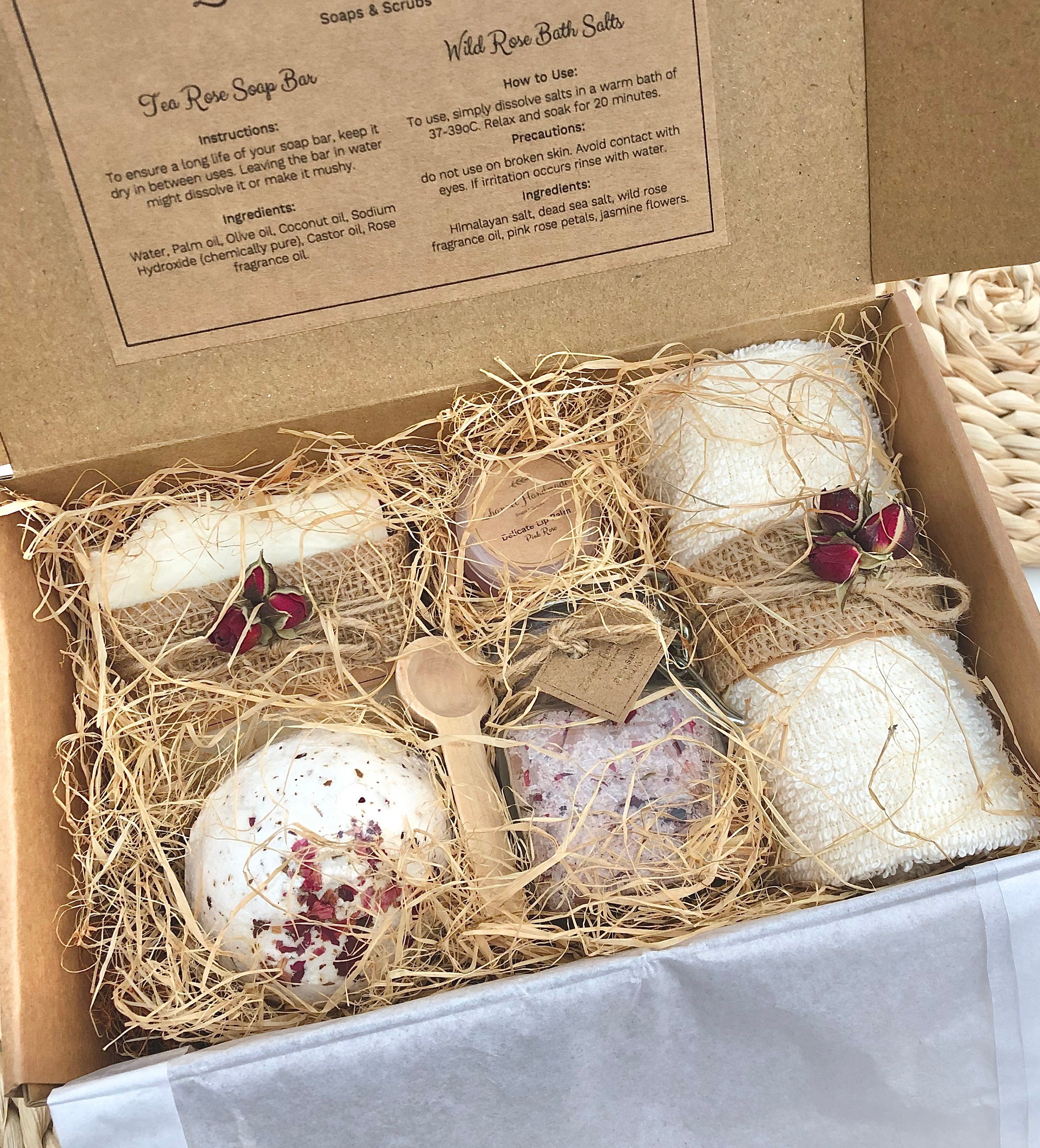 Luxurious Handmade Tea Rose Spa Pamper Set Soap Bar, Bath Salt,bath ...
