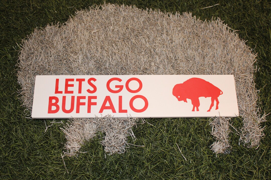 Lets Go Buffalo Wooden Sign White With Red Writing Color Choices ...